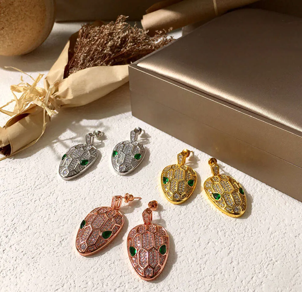 Luxury Snake Head Designer Stud Earrings: 18K Gold With Green Stone, Crystal, And Diamond Ideal ...
