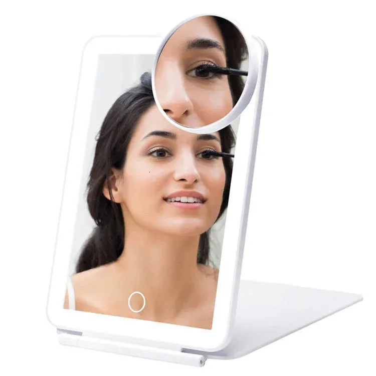 Rechargeable LED Makeup Mirror with Lights Portable Compact Mirror ...