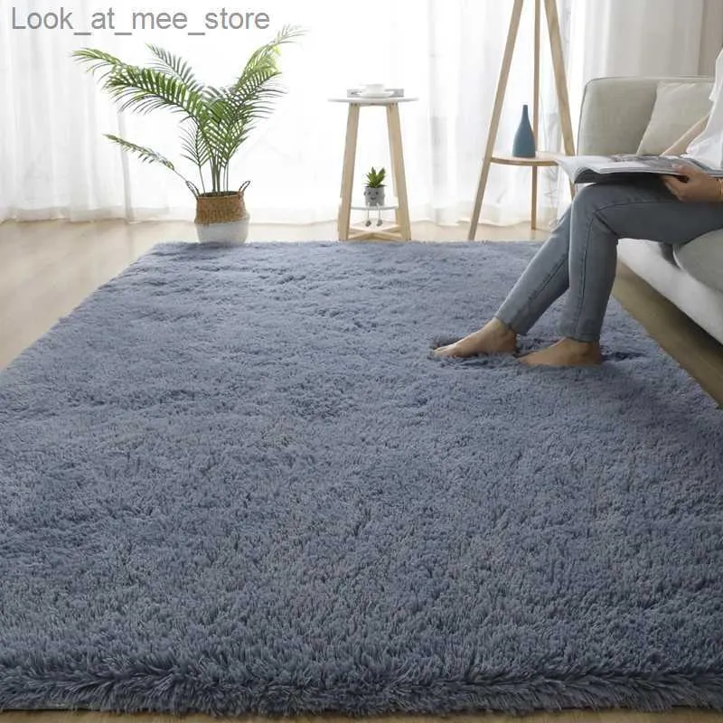 Large Grey Fluffy Carpet For Living Room Long Hair Shaggy Rugs For ...