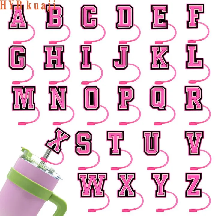 Pink Letters Splash Proof Drinking Straw Topper Reusable Accessories ...