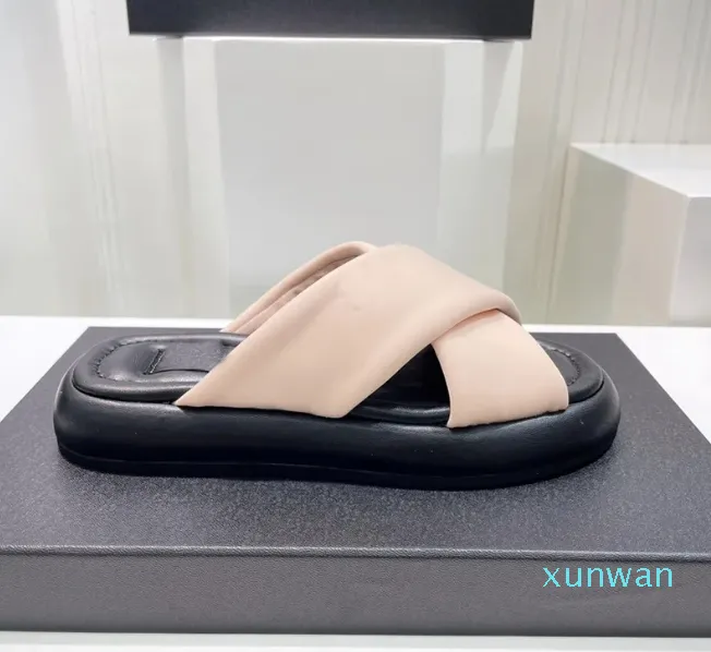 Designer Women Leather Slip On Platform Sandals New Summer Beach Rubber ...