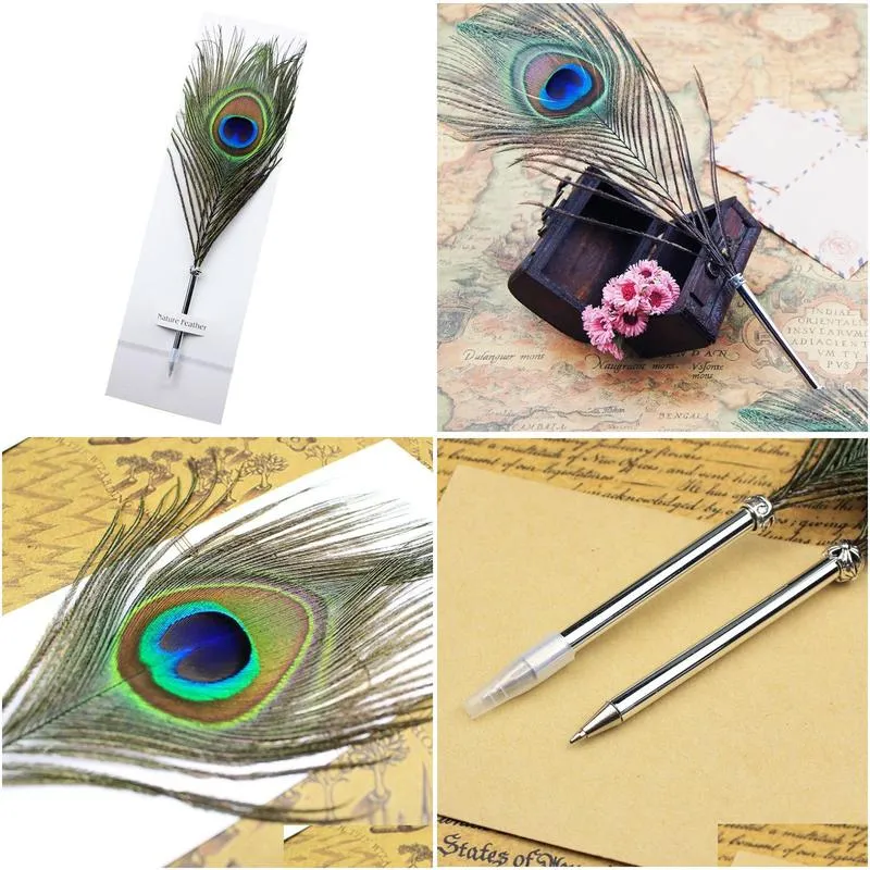 DHgate.com:Colorful Feather Pen, Ballpoint Pen, Peacock Feather Shape ...