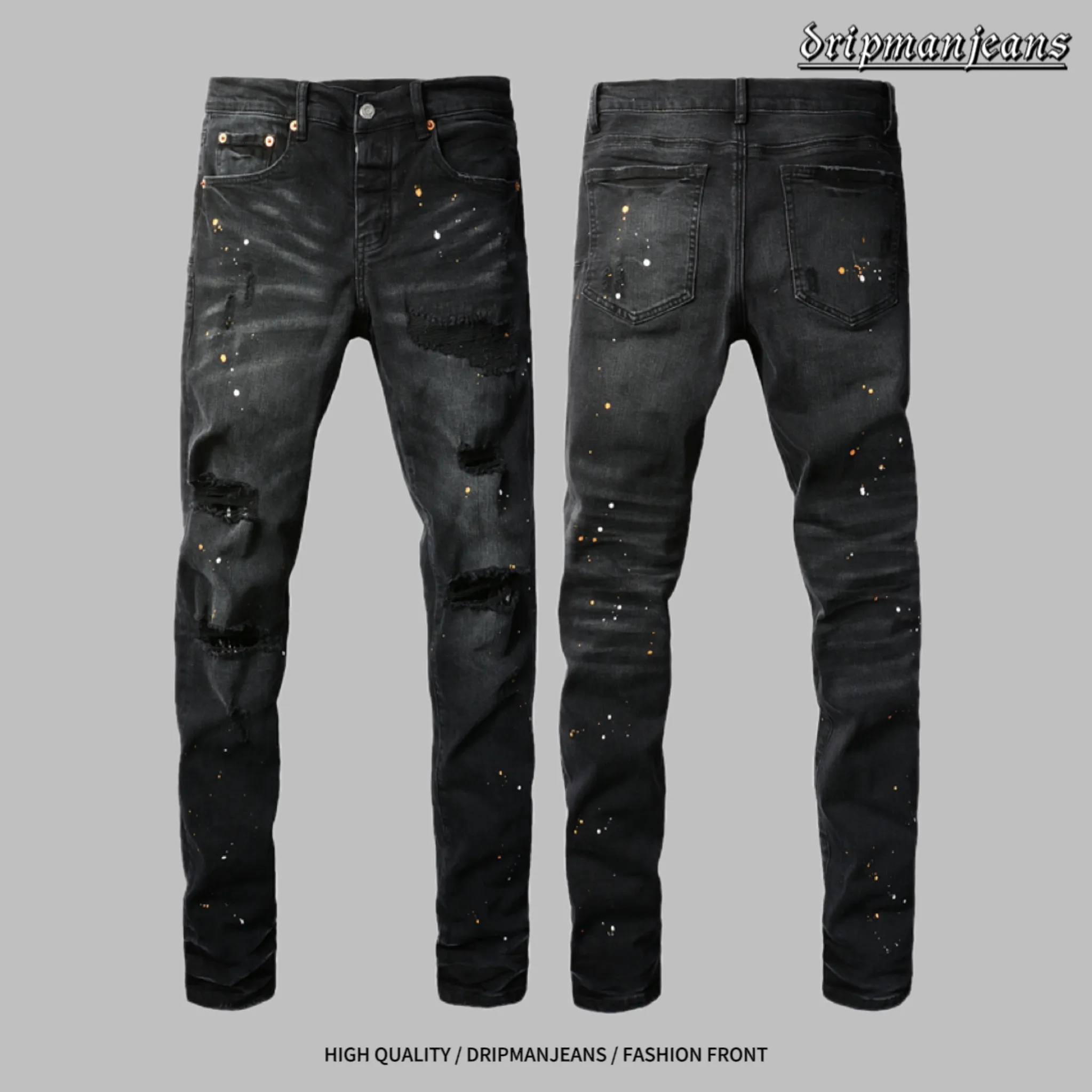 DHgate.com:Purple Brand Designer Jeans for Men - Stylish Black Ripped ...
