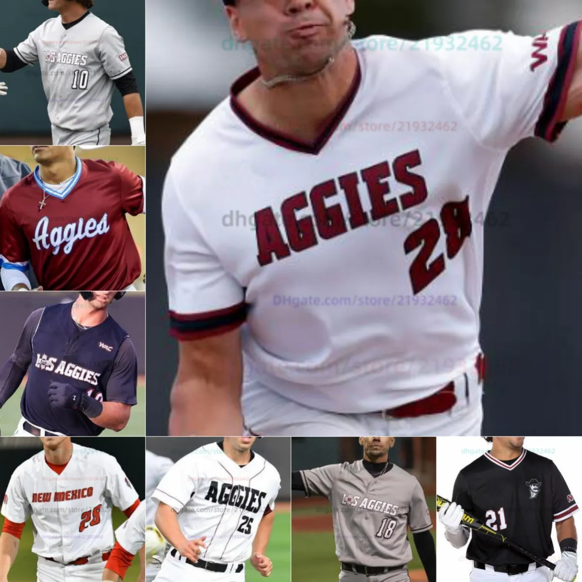 DHgate.com:New Mexico State Aggies Baseball Jersey Custom Stitched ...