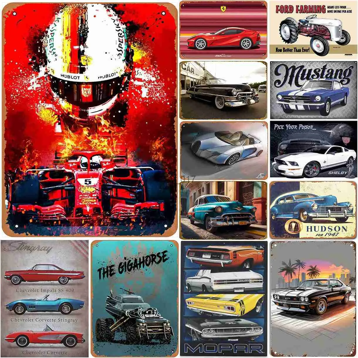 Vintage Car Metal Signs: Retro Garage & Home Decor - Shop Now! Premium ...