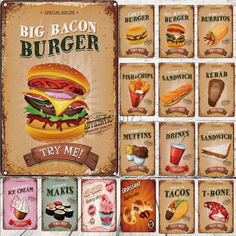 DHgate.com:Metal Painting Fast Food Menu Metal Tin Sign Sand Ice Cream ...