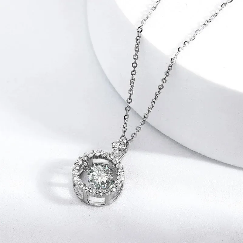 Smyoue Simulated Diamond Elisa Silver Pendant Necklace 1/0.8 CT, S925 Sterling Silver Jewelry ...