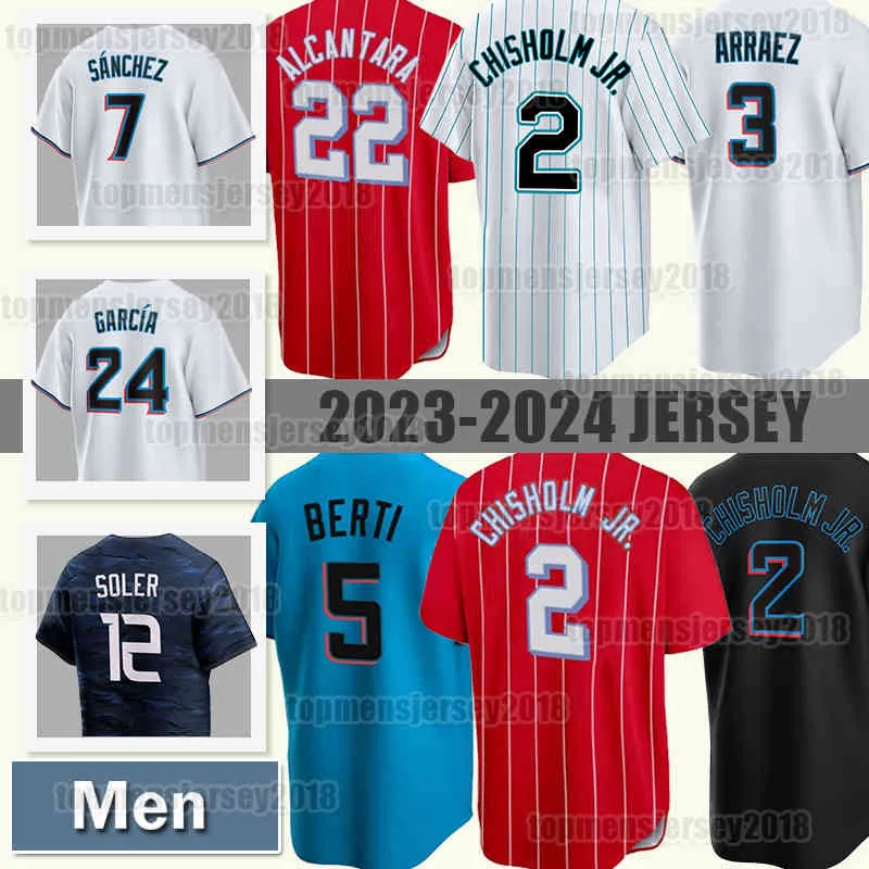 2 Jazz Chisholm Jr. Jersey 22 Sandy Alcantara Baseball Jon Berti Miami ...