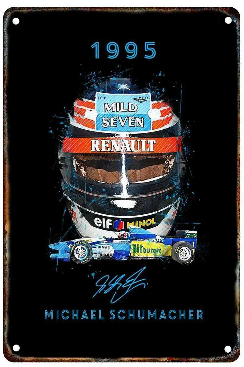 Mens Wall Art Formula 1 Racing Helmet Metal Poster Vintage Metallic Car ...