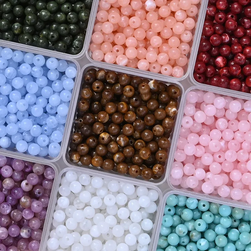 8mm Acrylic Beads Kit - Round Purple & Orange Loose Beads for DIY ...