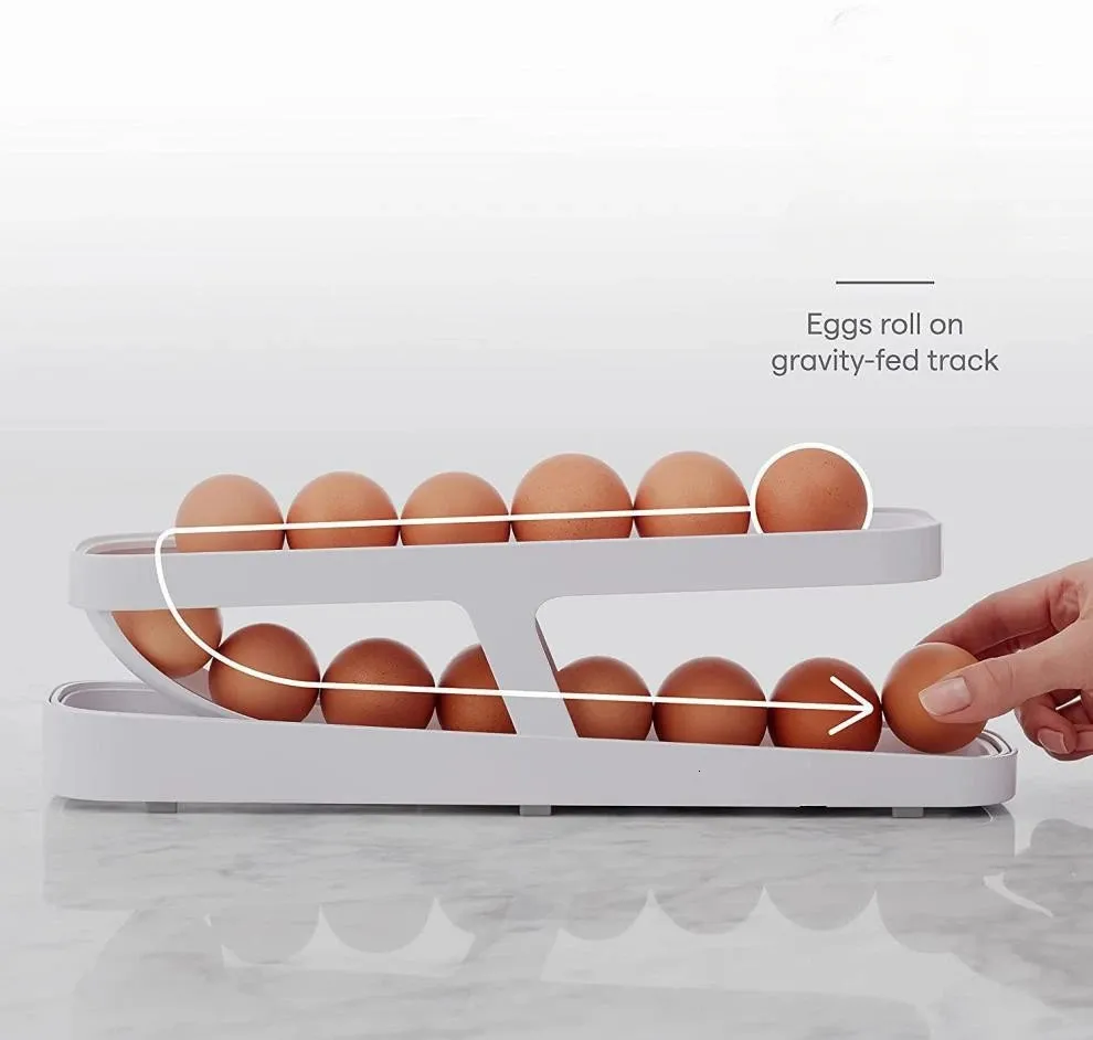 DHgate.com:Rolldown Egg Holder for Refrigerator, Automatic Scrolling Egg Rack Holder, Kitchen ...