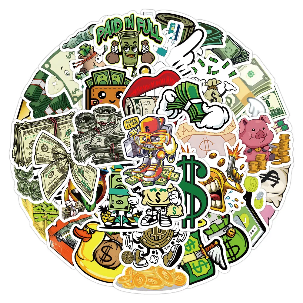50 Funny Money Stickers - Retro Currency Graffiti Decals for Laptop ...