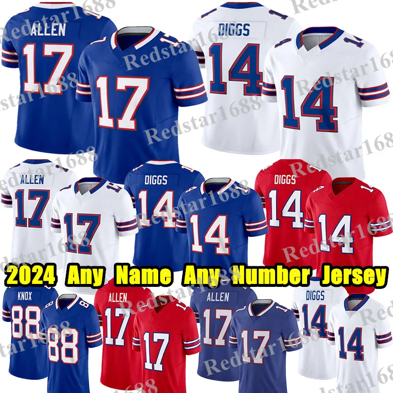 #17 Josh Allen Football Jersey #14 Stefon Diggs Dawson Knox Ed Oliver ...