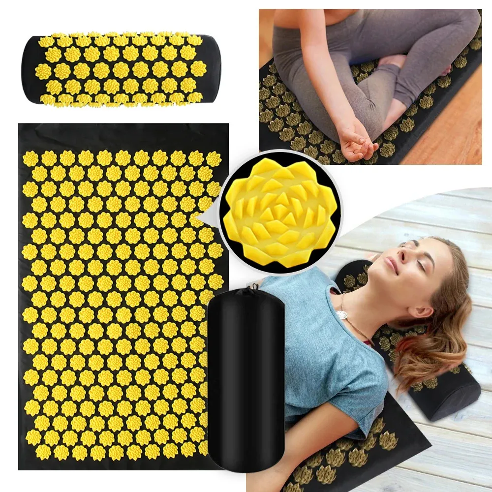 Acupressure Mat & Pillow Set - Massage Body Applicator for Yoga ...
