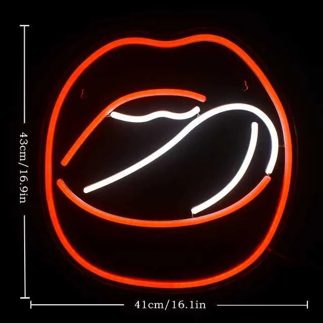 Led Neon Sign Lips Neon Sign Flame Red Lips Big Tongue Shape Led Sign