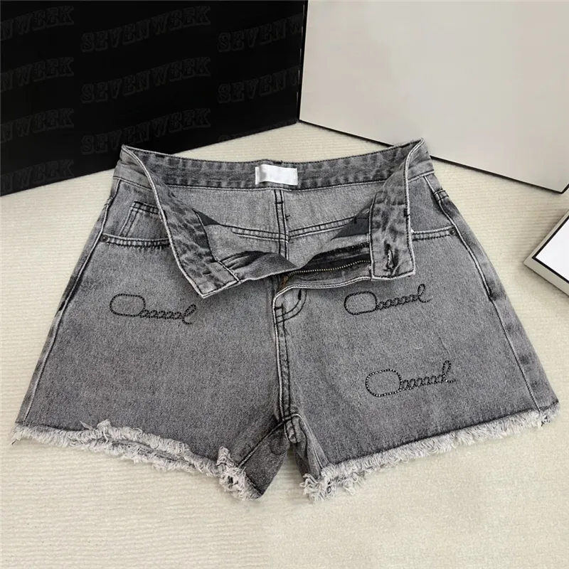 Letter Rhinestone Denim Short Pants Classics Designer Jeans Women ...