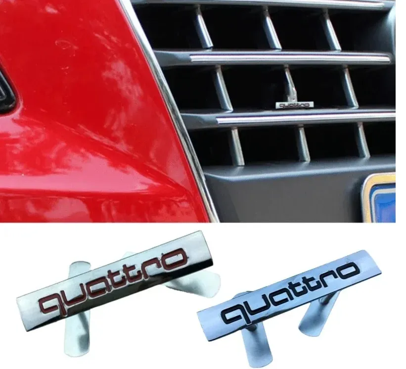 Front Grille Car Emblem Badge Chrome Sticker For Audi Quattro Logo A4 ...