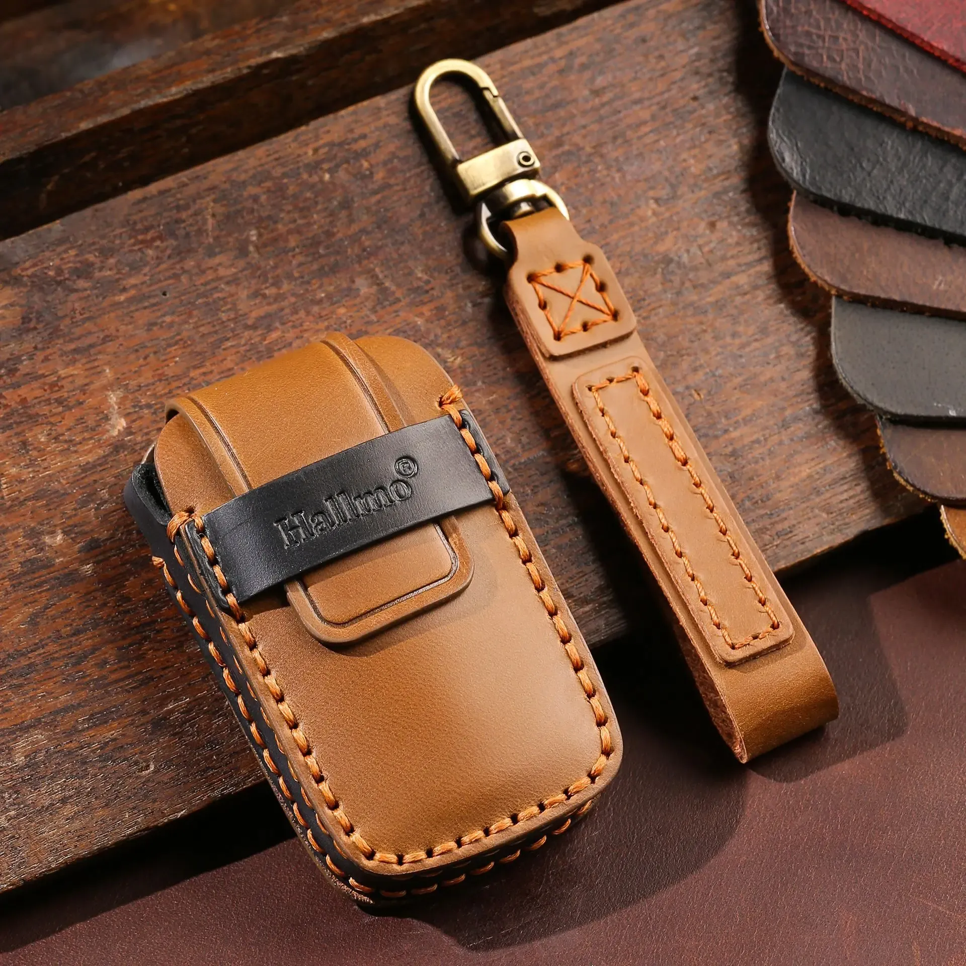 DHgate.com:Genuine Leather Car Key Cover Case Fob Keyring Shell for ...