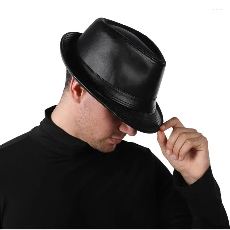Genuine Leather Wide Brim Stetson Fedora Hats For Men/Women British ...