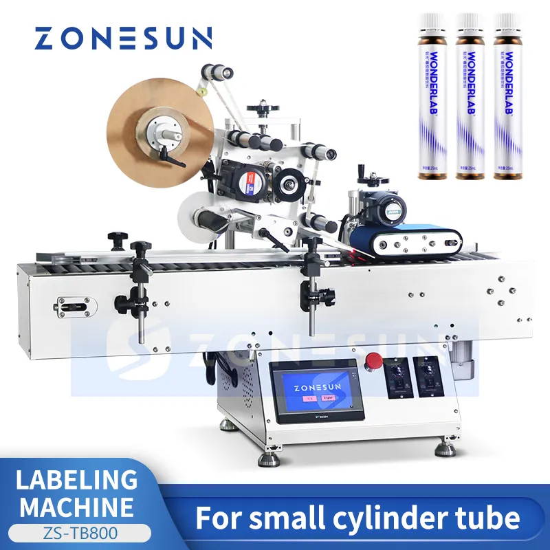 ZONESUN Automatic Tube Labeler Lip Balm Label Machine Tabletop Label ...