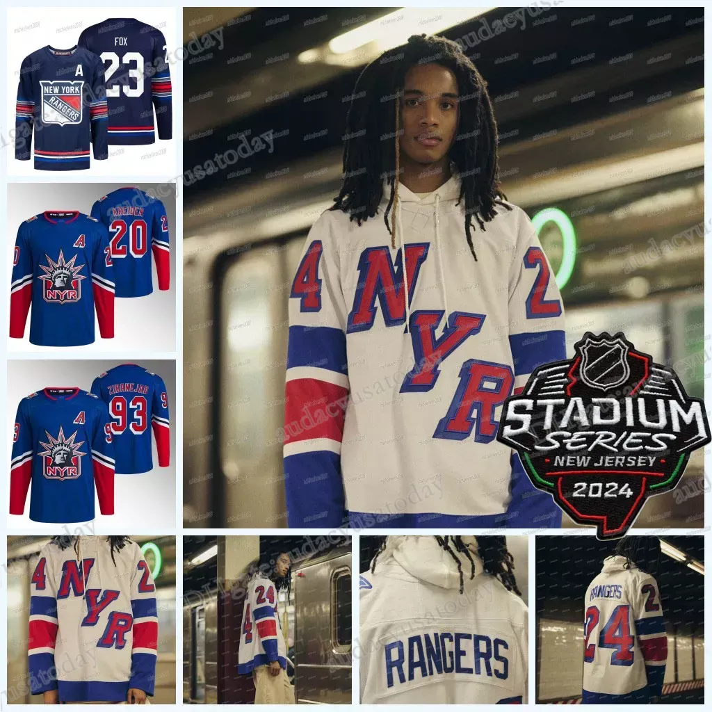 New York 23 Adam Fox Rangers 2024 Stadium Series Trikot Igor Shesterkin Mika Zibanejad Chris ...