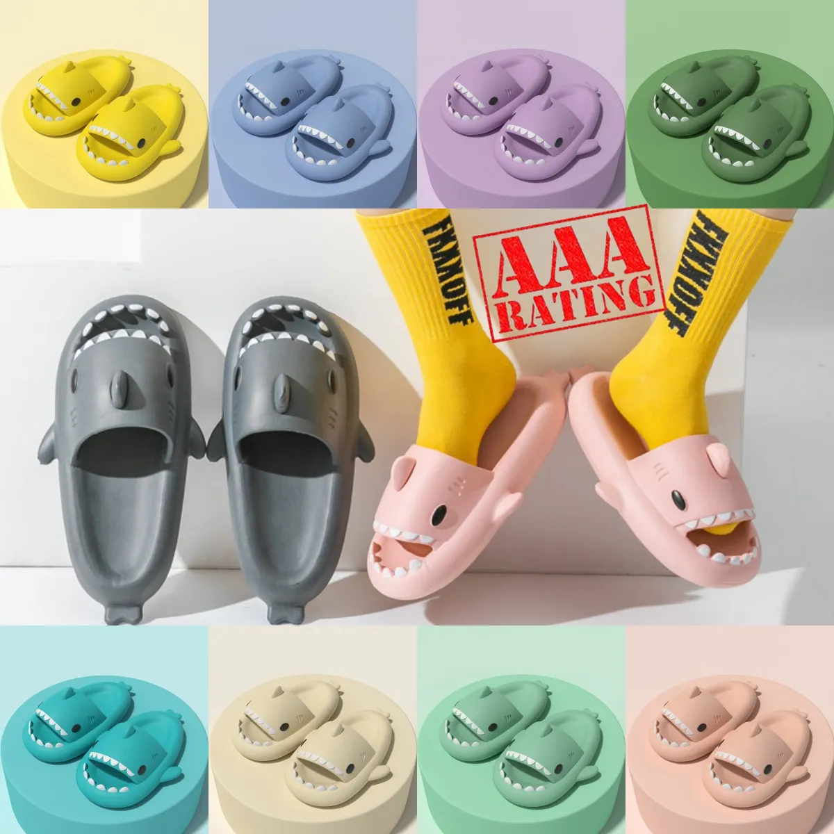 Shark Foam Slides With EVA Light Soles For Men And Women Funny Cartoon ...