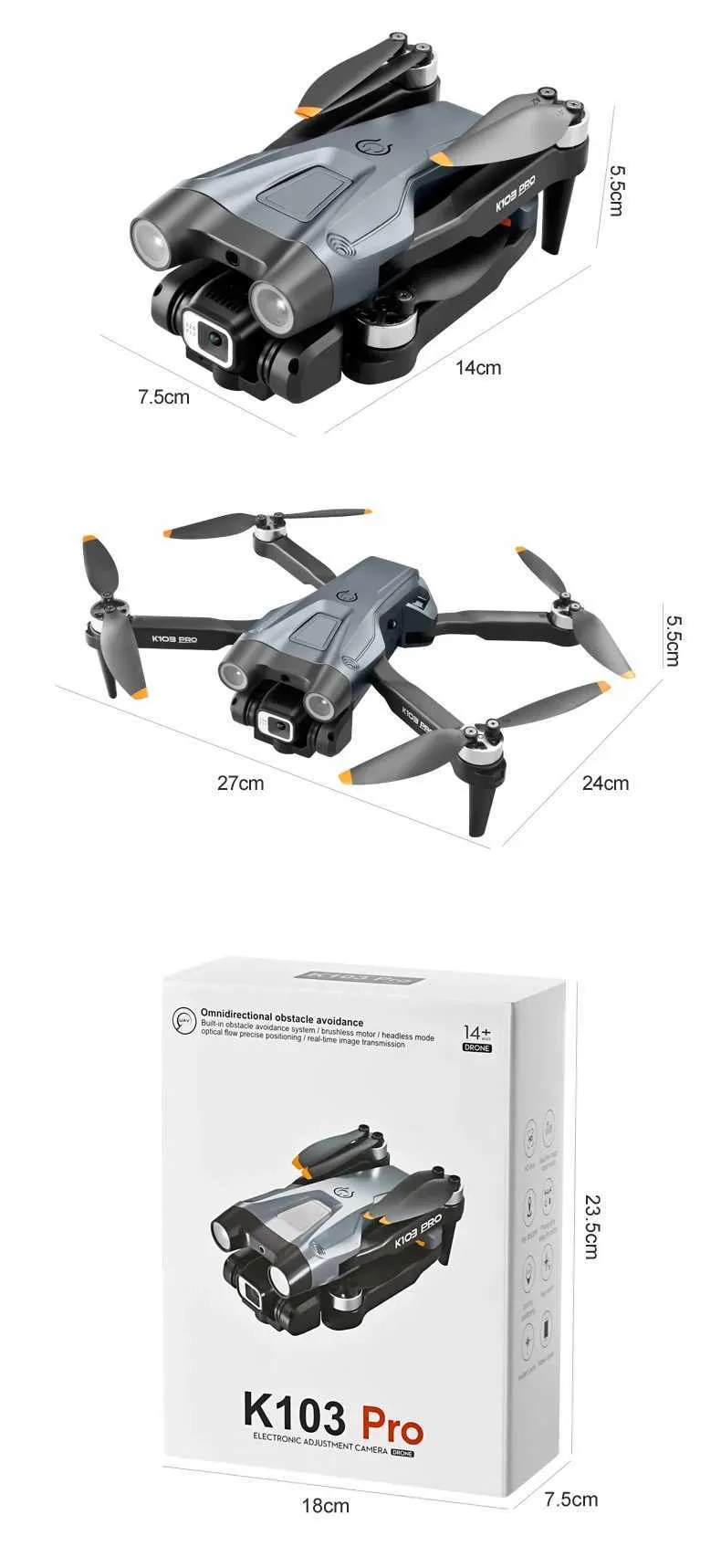 Drones K103pro Drone 4k HD Cámara Aérea Cuatro Ejes Aviones Evitación ...