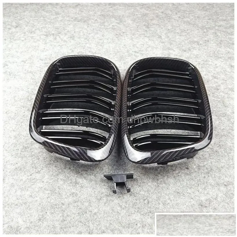 E39 5 Series Carbon Fiber Look Grille - Pair of 2-Slat Front Racing ...