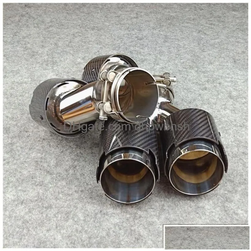 DHgate.com:Motorcycle Glossy Carbon Fiber Dual Tips Exhaust Pipes ...
