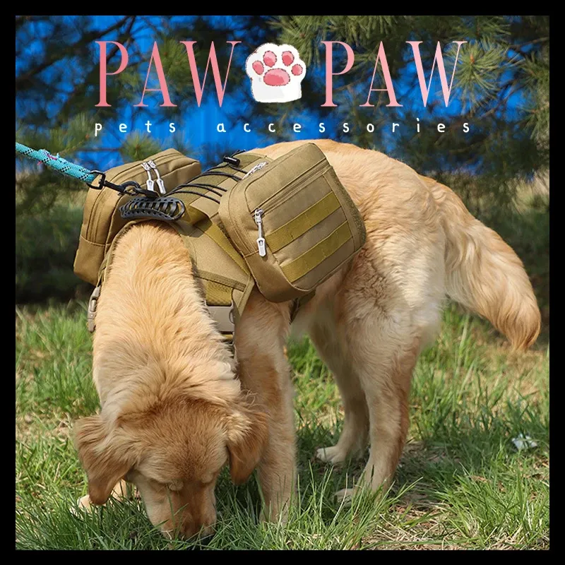PawPaws Tactical Dog Wildcraft Backpack Removable Snack Bag For Medium ...