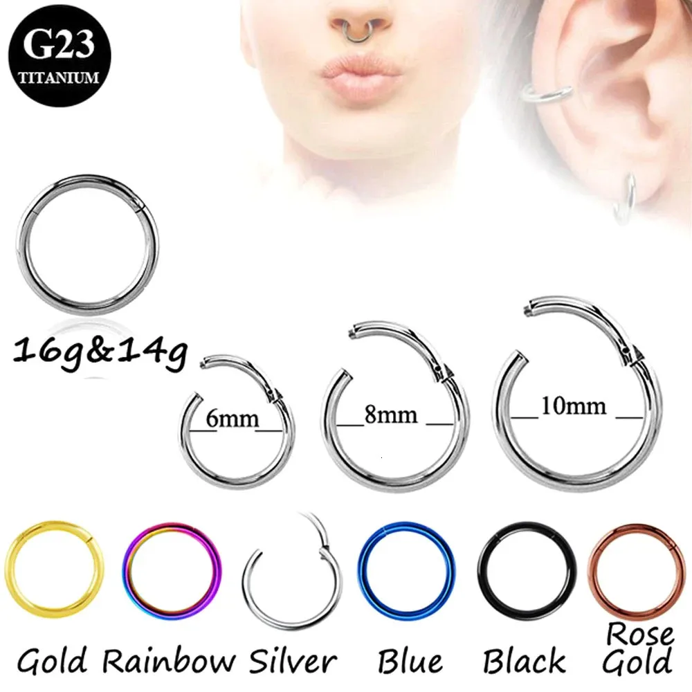 Bog 60-Piece G23 Hinged Segment Ring Septum Clicker Nose Lip Nipple Ear ...