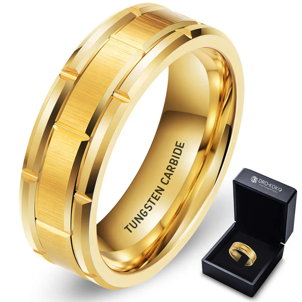 DHgate.com:Luxurious Gold Tungsten Wedding Ring Set 8mm His and Her ...