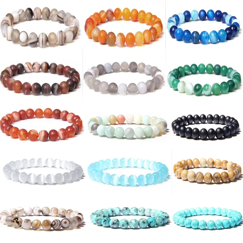 DHgate.com:8mm Natural Stone Beaded Bracelets for Women and Men ...