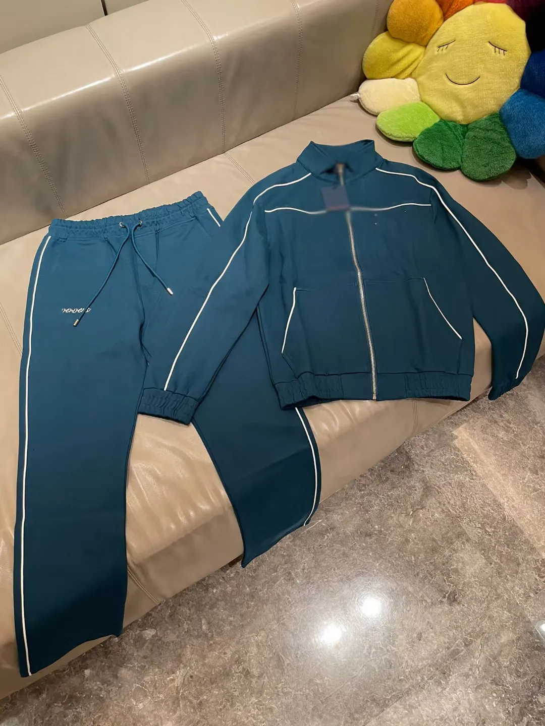 Men's Blue Cotton Tracksuit - Long Sleeve Casual Sportswear Set, Asian ...