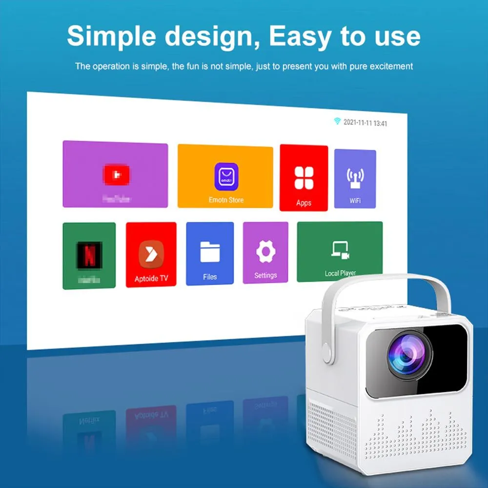 5G Smart Home Projector With Android System Portable Wireless ...