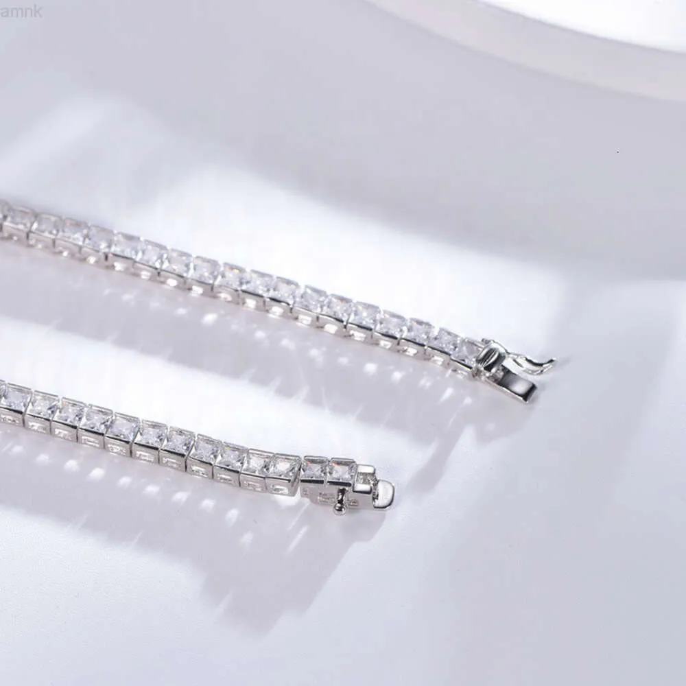 Mens 14k White Gold Lab Diamond Tennis Necklace 18cm Long Chain For ...