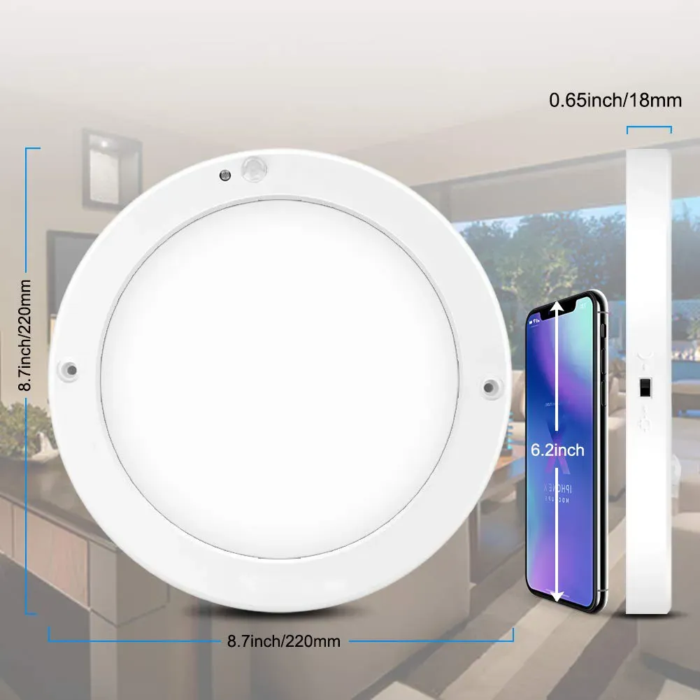 Umlight1688 Ultra Thin LED Ceiling Light 18W PIR Motion Sensor, 100LM/W ...