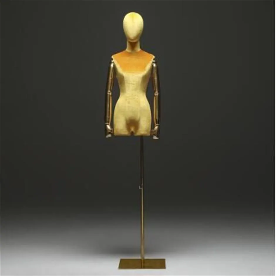 Adjustable Gold Window Display Dress Form Mannequin With Cotton Cover ...