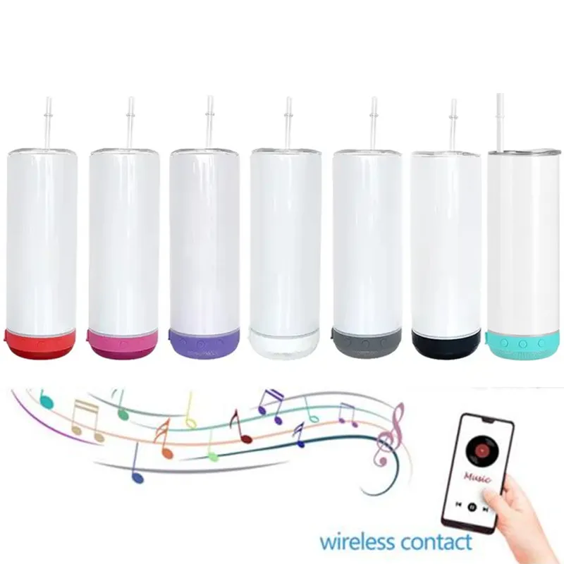 Sublimation 20oz Music Tumbler With Bluetooth Speaker Stainless Steel ...