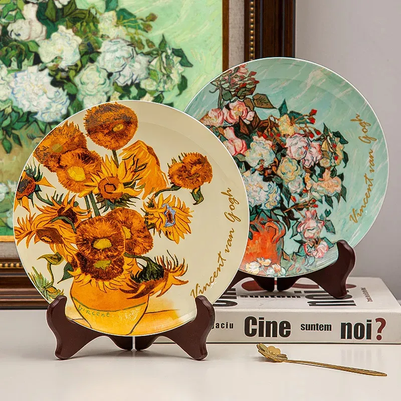 Van Gogh Bone Ceramic Wall Plates Oil Painting China Plate Decoration ...