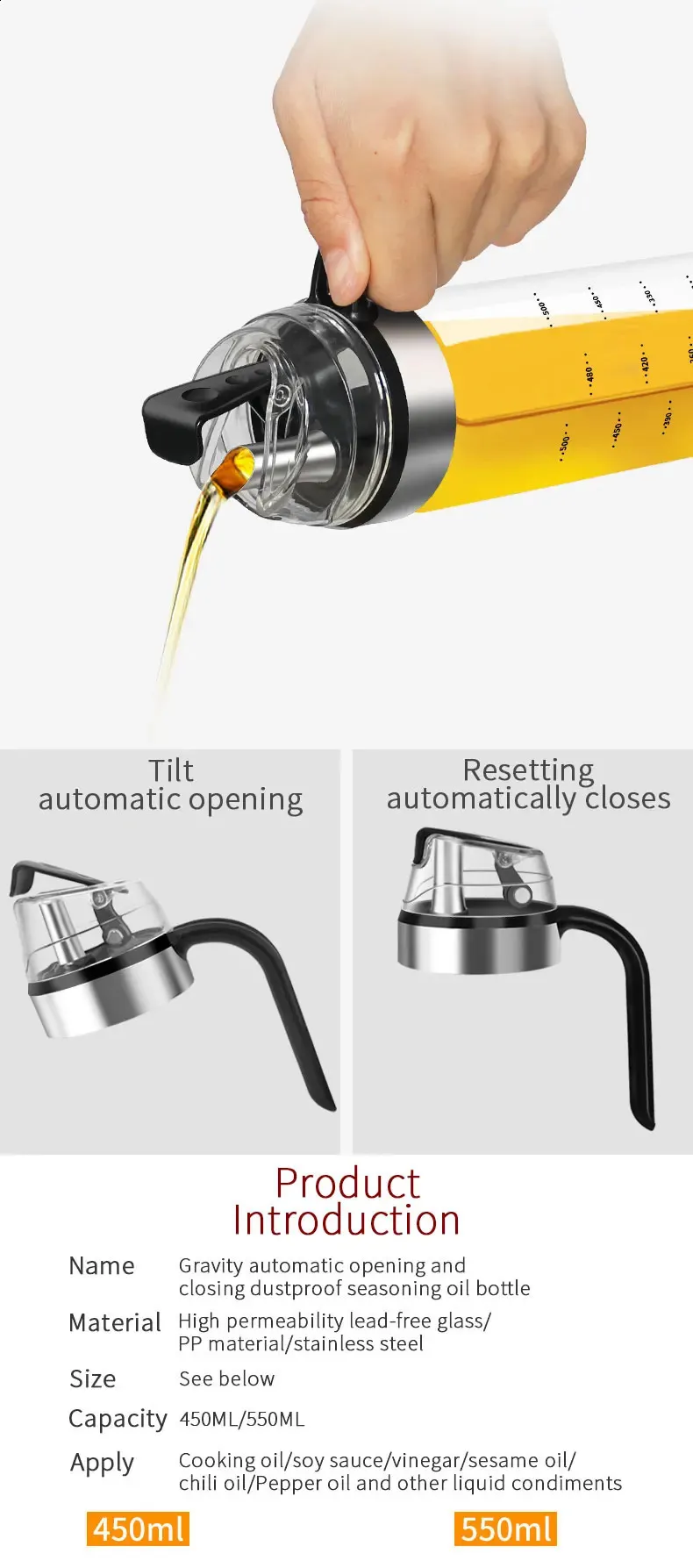 Premium Glass Oil Dispenser & Spice Bottles Set - Creative Kitchen ...