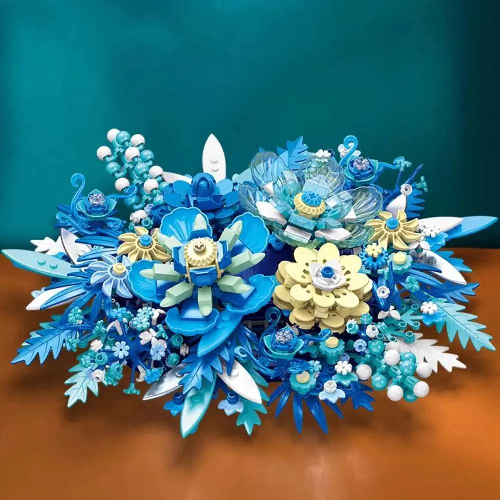 Wooden Wildflower Bouquet Building Block Flower Toys Creative Home Desk ...