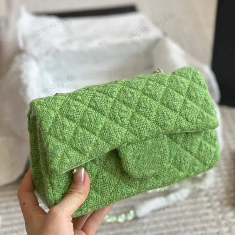 Designer Crochet Mini Shouder Bag With Tweed Flap And Quilted Cross ...