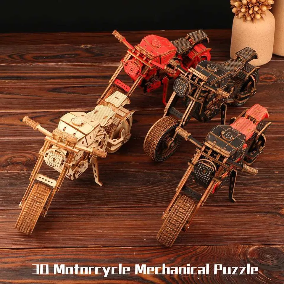3D Motorcycle Puzzle - Mechanical Model Kit, Brain Teaser Jigsaw, DIY ...