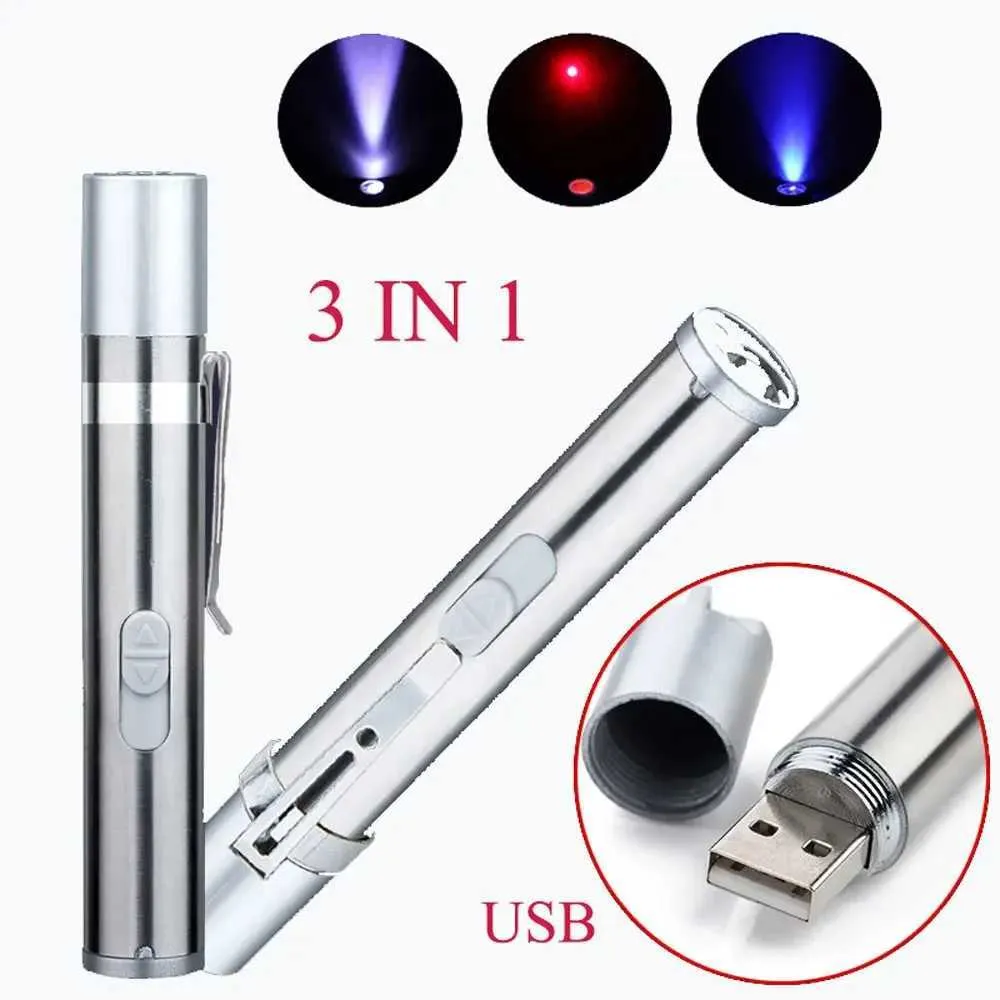 3-in-1 Rechargeable Laser Pointer Pen: Red Beam, UV Light & LED ...