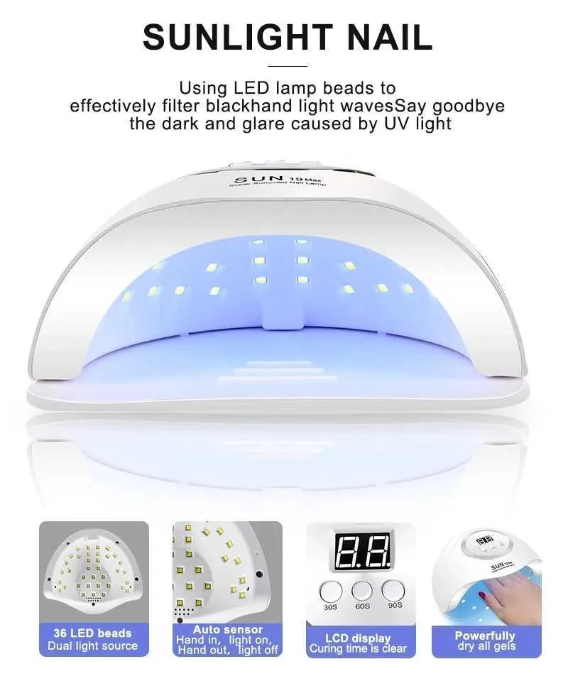 DHgate.com:Sun X19 Max UV LED Nail Lamp - 36W Fast Drying Gel Nail ...