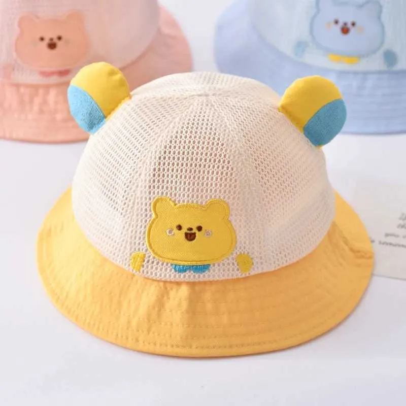 Cute Bear Ears Baby Sun Hat - Summer Breathable Mesh Bucket Cap for ...