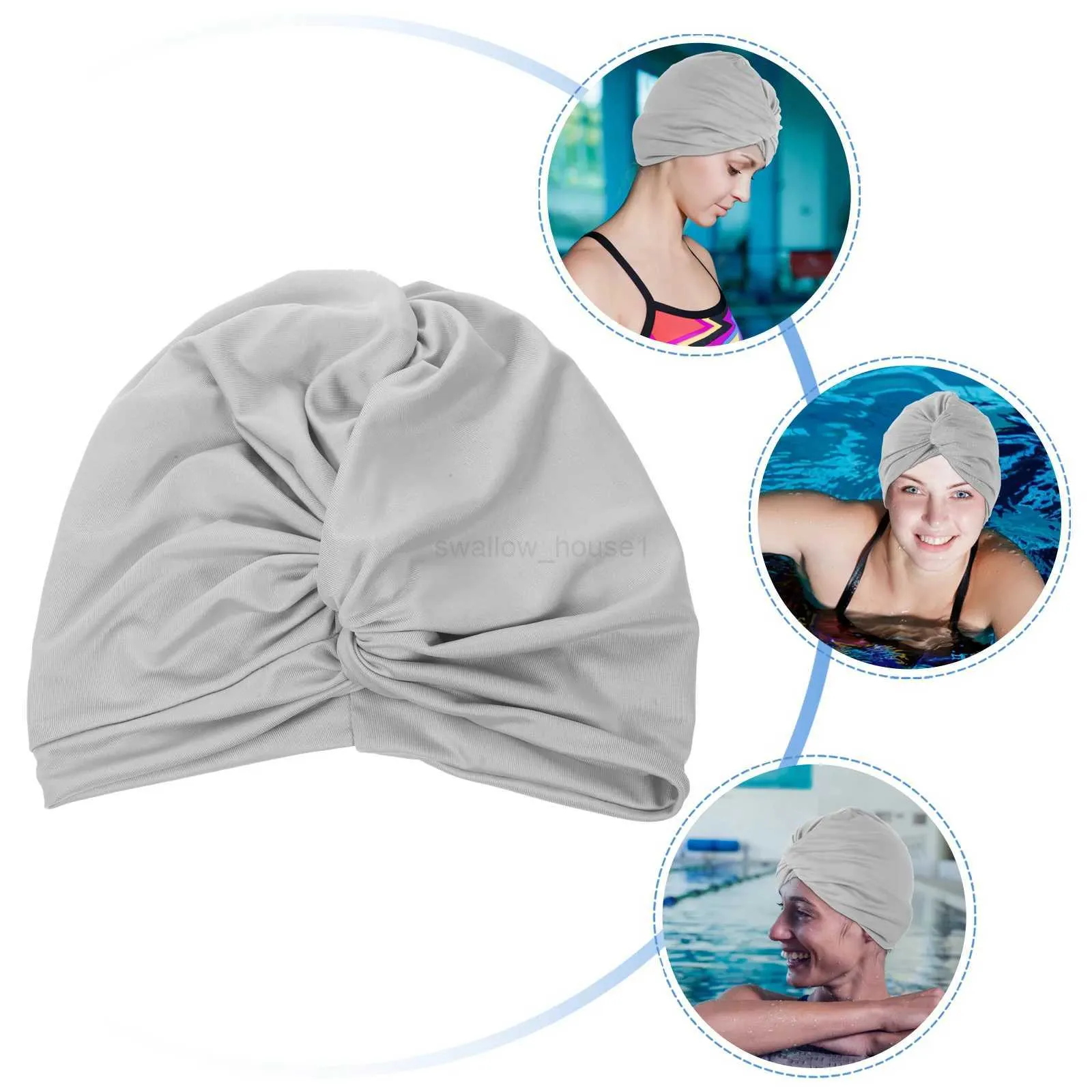 Stylish Turban Swim Cap: Nylon Bathing Hat for Long Hair - Beach, Pool ...