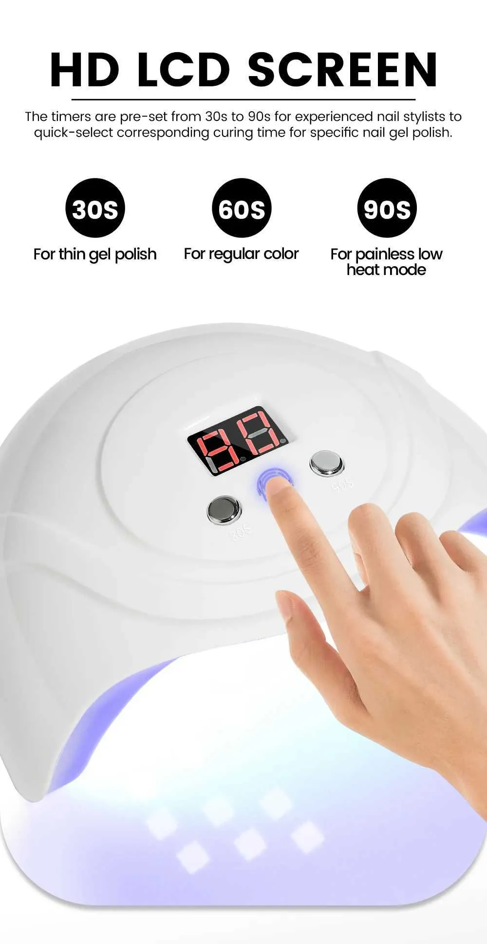 48W Professional LED Manicure Nail Dryer UV Gel Polish Curing Lamp with ...