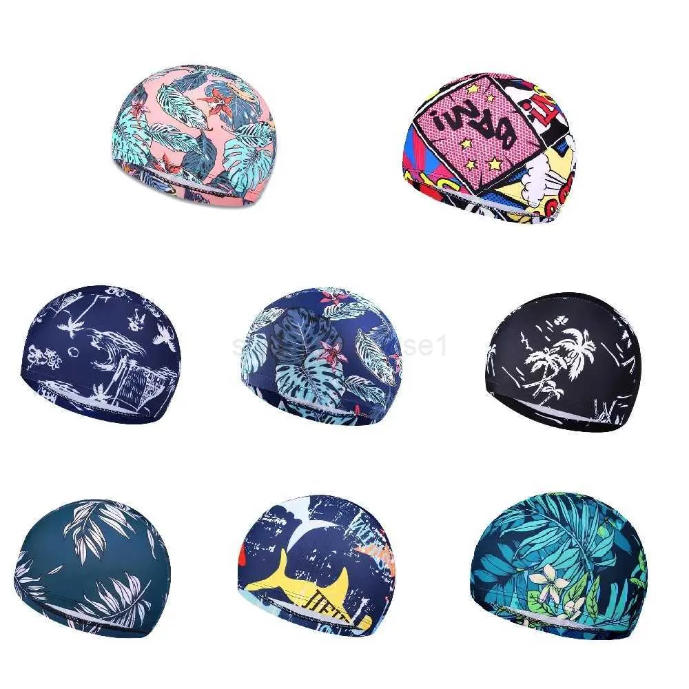 DHgate.com:Stylish Floral Printed Elastic Long-Hair Swim Cap for Men ...
